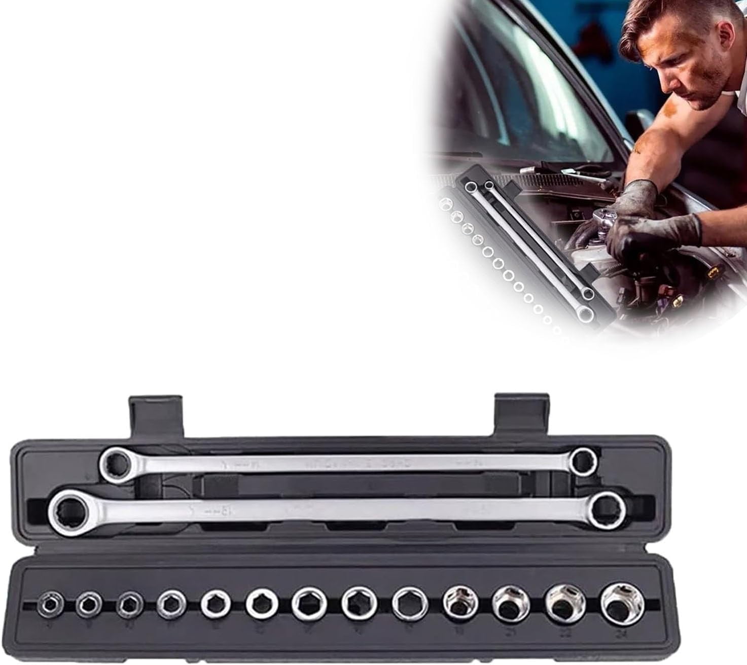 Adjustable Ratchet Wrench Kit, Flex Head Ratcheting Wrench Set, Ratchet ...