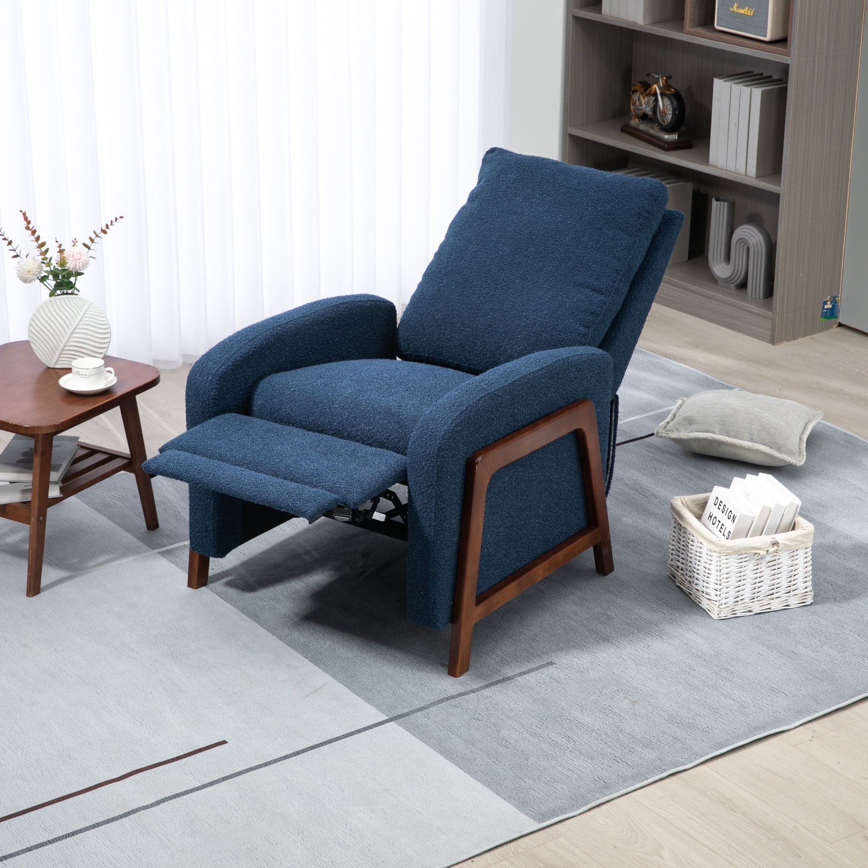 Adjustable Recliner Chair, Single Boucle Fabric Recliner Sofa with ...