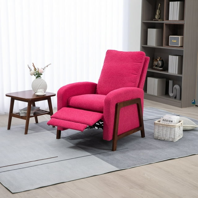 Adjustable Recliner Chair, Single Boucle Fabric Recliner Sofa with ...