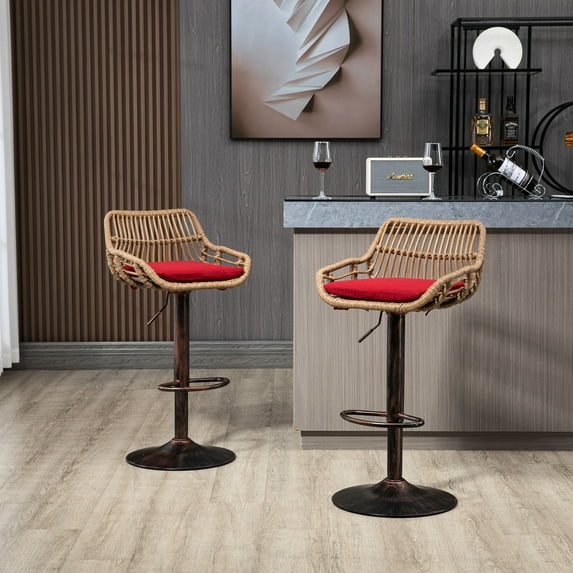 Adjustable Red Bar Stools for Living Areas | Modern Design, Long ...