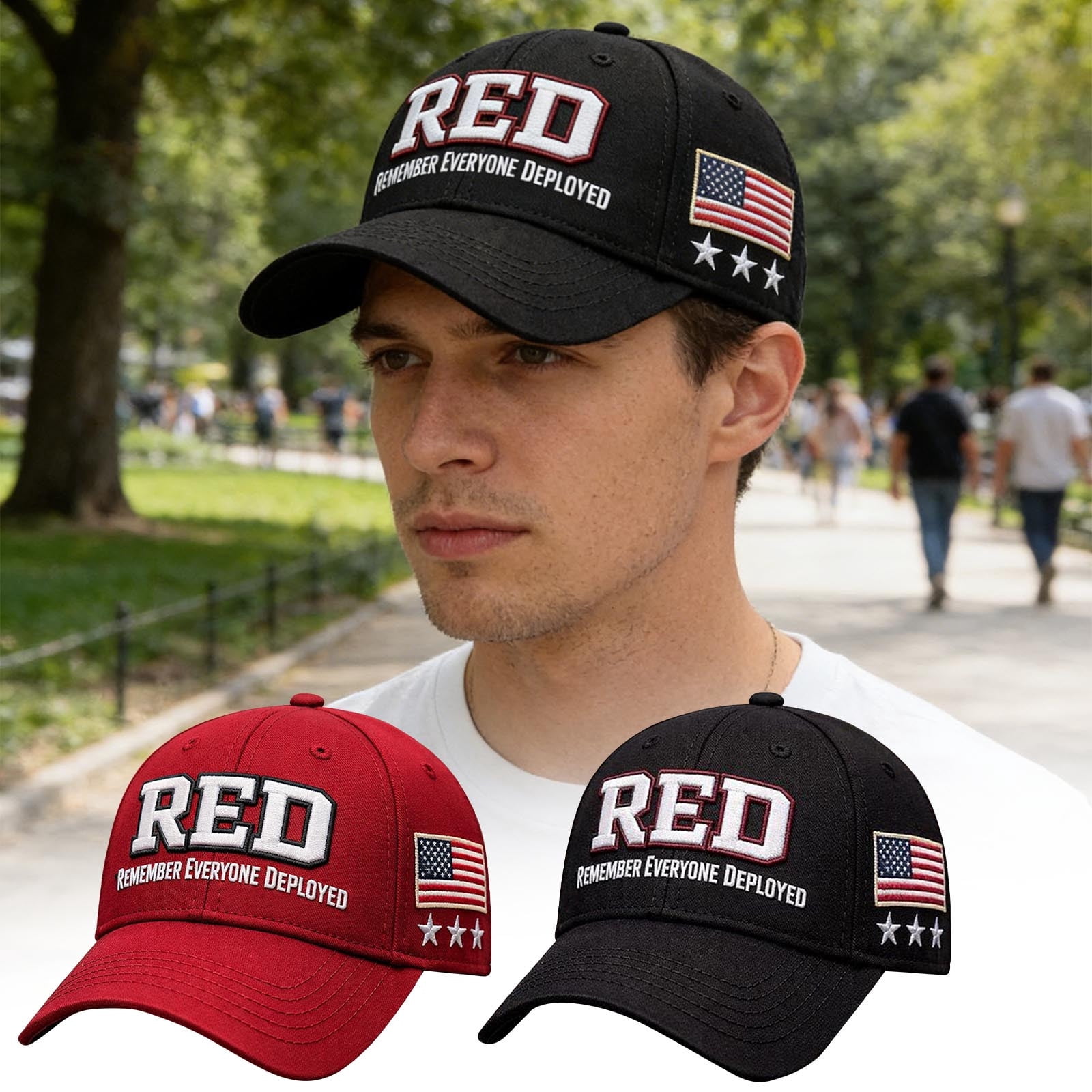 Adjustable Red Dad Hats, Patriotic Art Printed Casual Hat, Lightweight ...