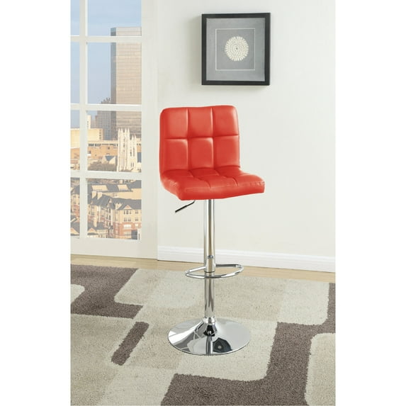 Adjustable Red Faux Leather Bar Stools+MDF and PVC Construction ...
