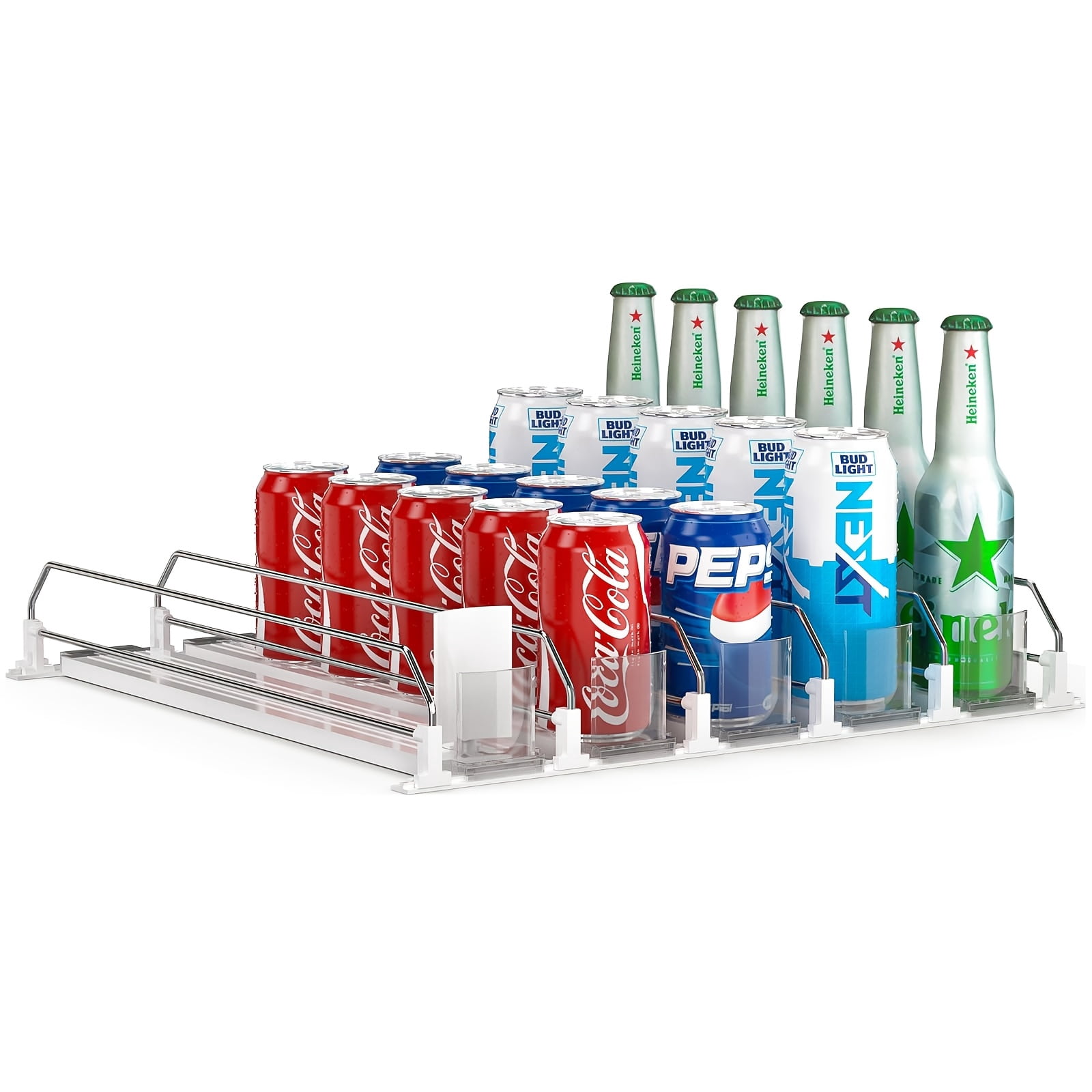 Adjustable Refrigerator Can Dispenser Organizer, Push-Type Soda & Beer ...