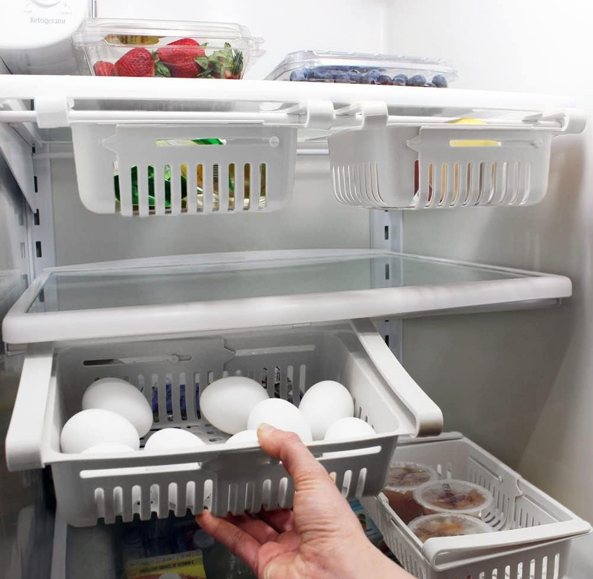 Adjustable Refrigerator Fridge Kitchen Organizer Storage Drawer White ...