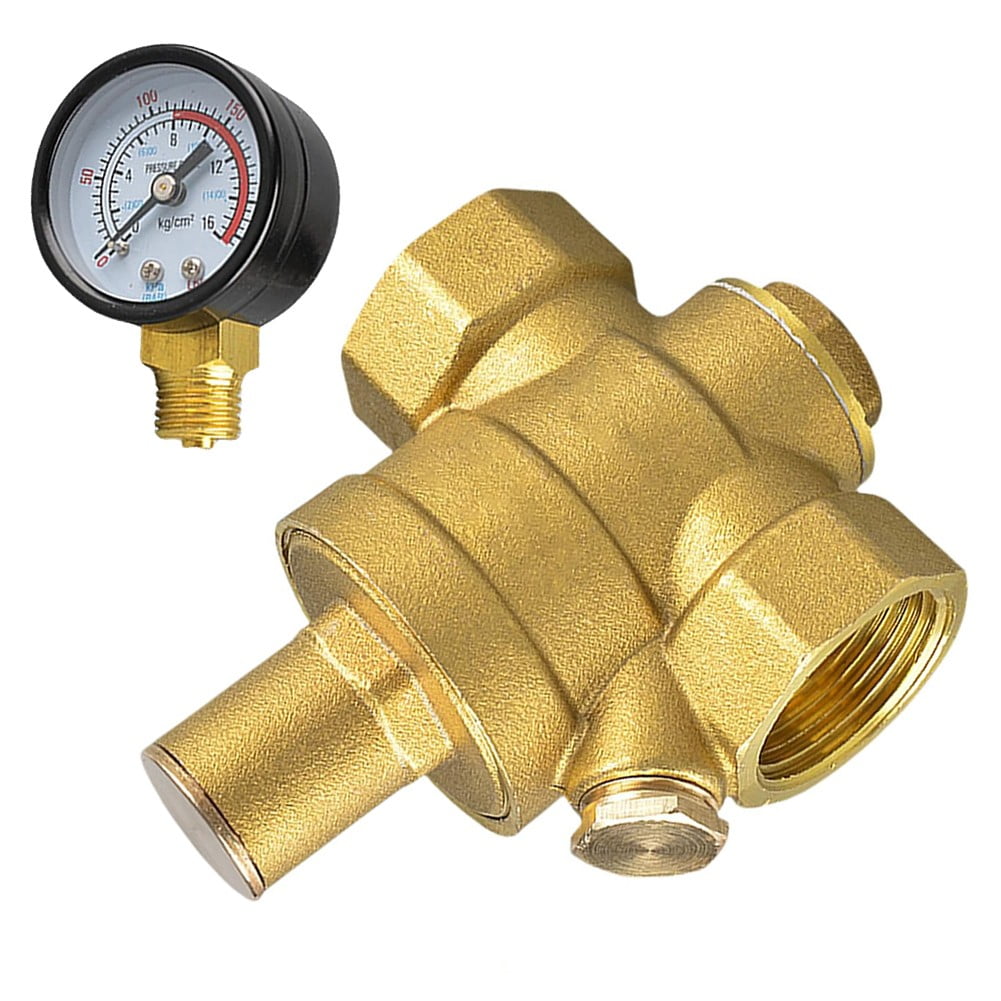 Adjustable Relief Valve Water Pressure Regulator with Integrated Gauge ...