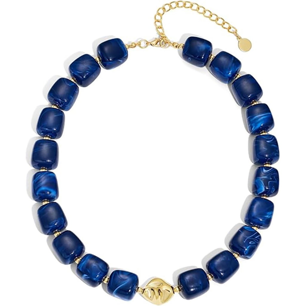 Adjustable Resin Bead Necklace Beaded Clavicle Chain With Vibrant ...