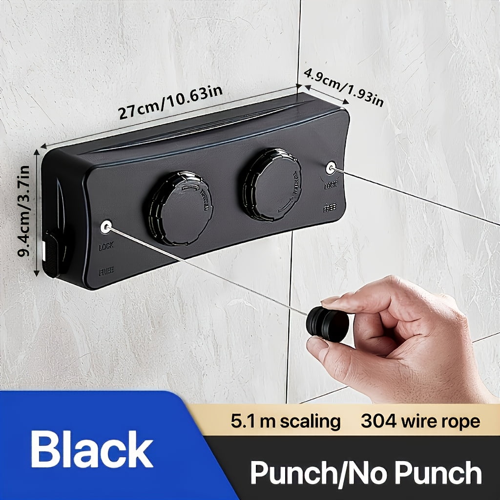 Adjustable Retractable Clothesline - 200" Stainless Steel, Rust-Proof ...