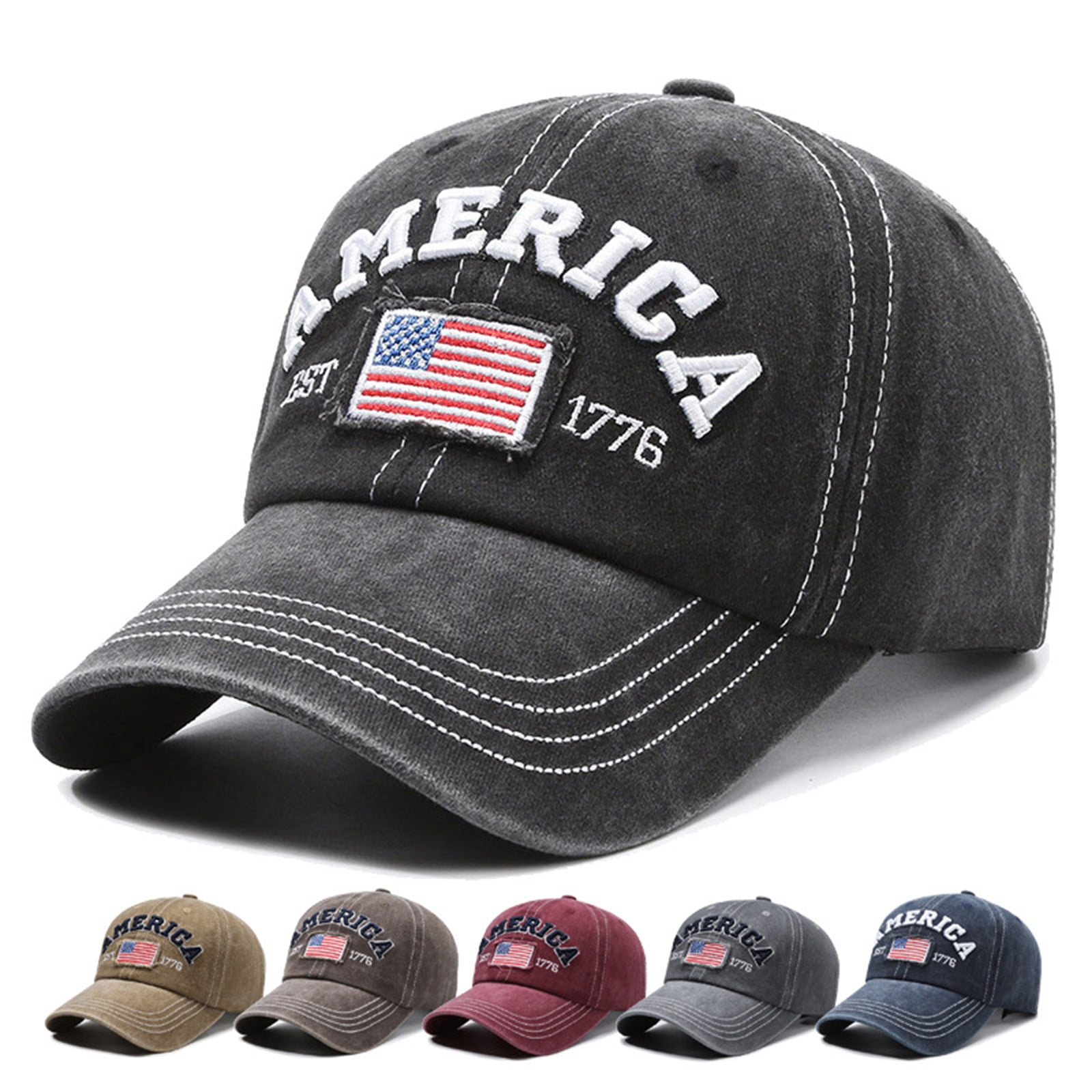 Adjustable Retro Baseball Hat Unisex American Flag Sun Protection ...