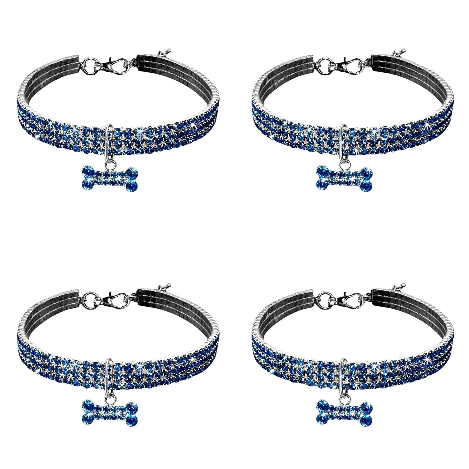 Adjustable Rhinestone Dog Cat Collar, Bling Pearl Necklace Elastic Pet ...
