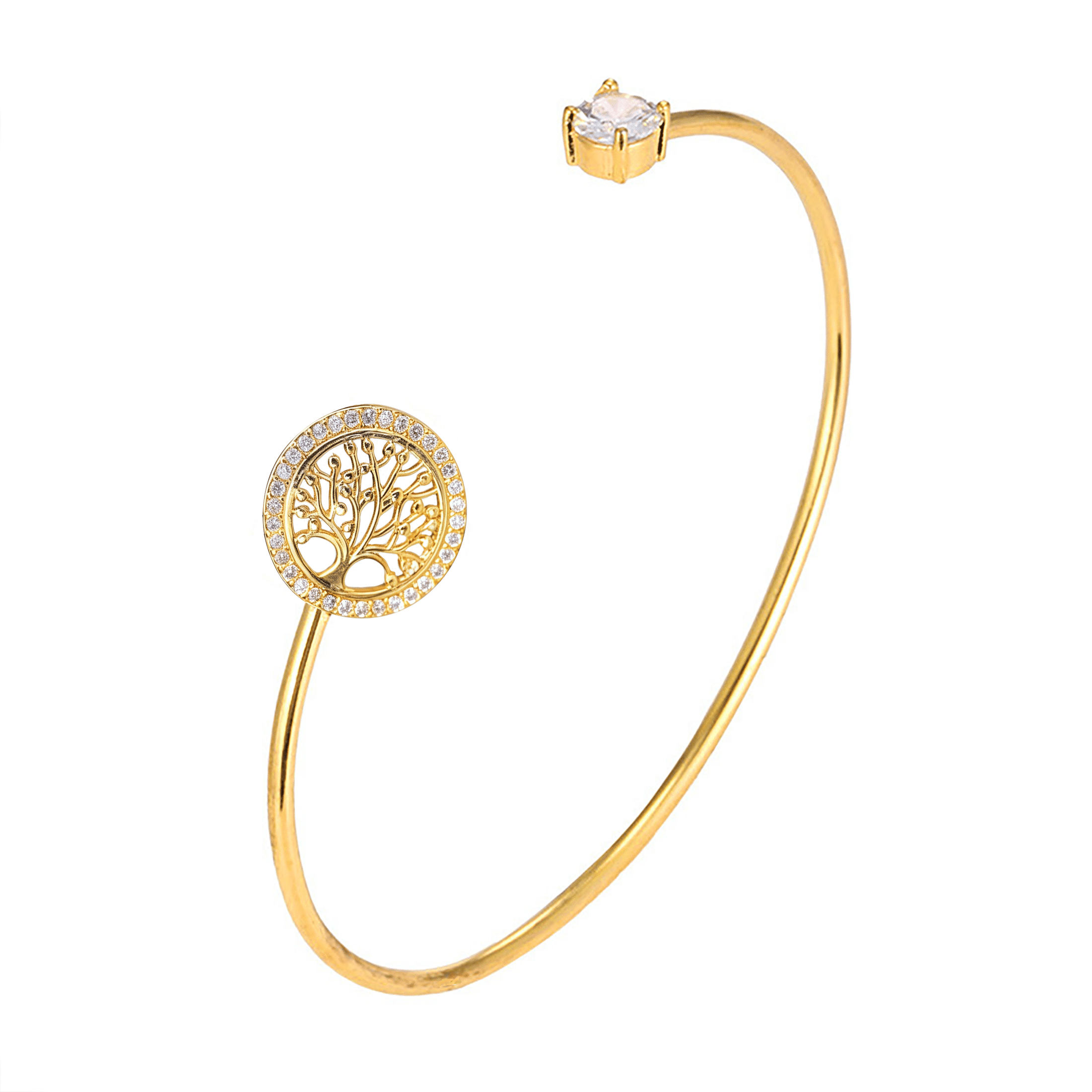 Adjustable Rhinestone Embellished Tree of Life Open Cuff Bracelet for ...