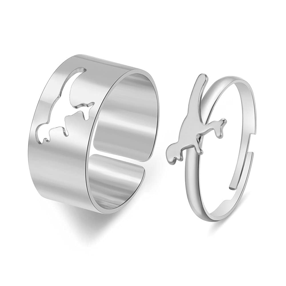 Adjustable Rings, Matching Best Friends BFF Rings for Couple, Hollow ...