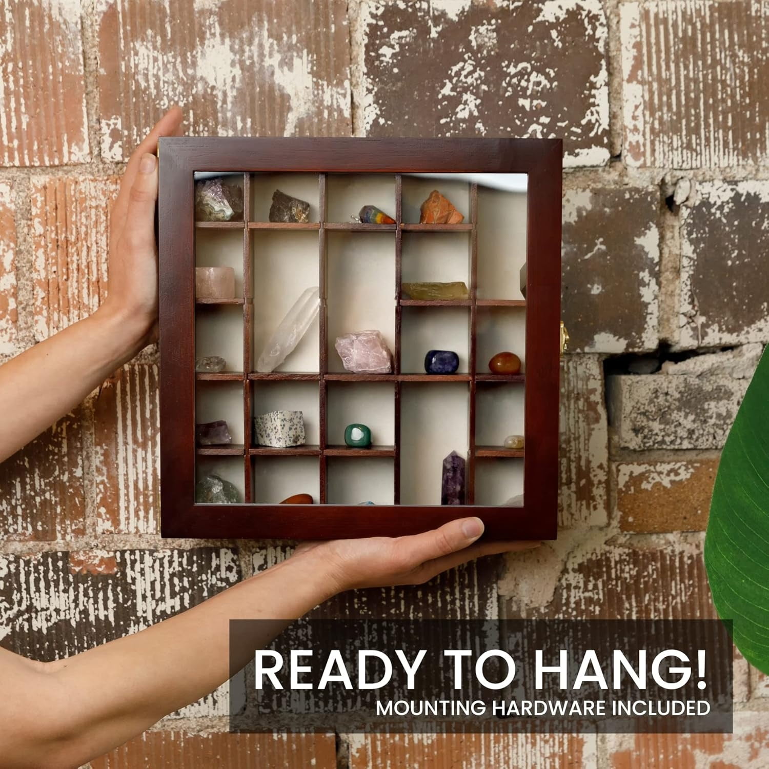 Adjustable Rock Display Case - Rock Collection Box with Fabric Bed for ...
