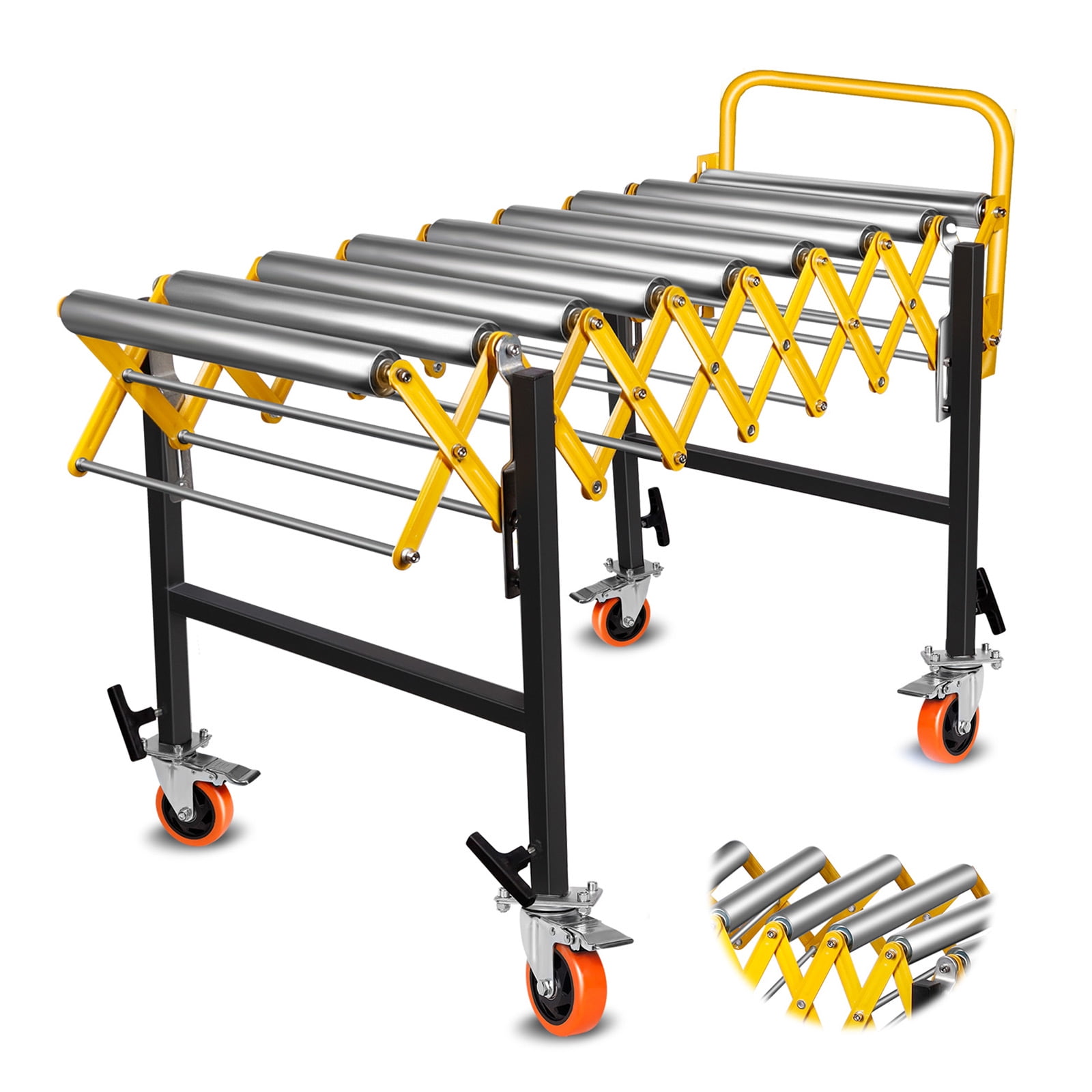 Adjustable Roller Conveyor Belt with Expandable Frame & Locking Wheels ...