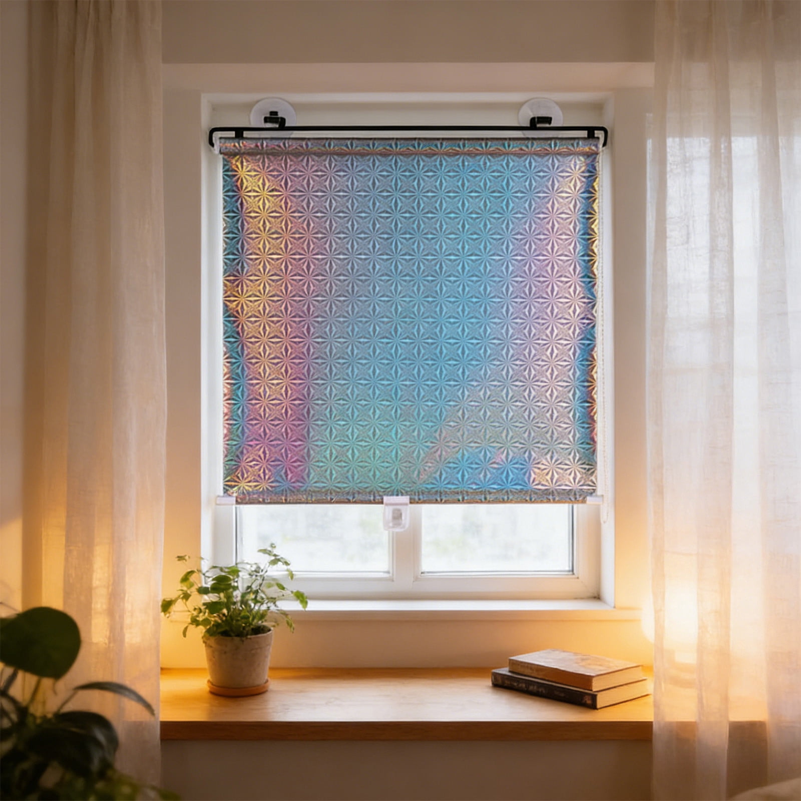 Adjustable Roller Shade Window Sunshade Light Blocking Curtain, No ...