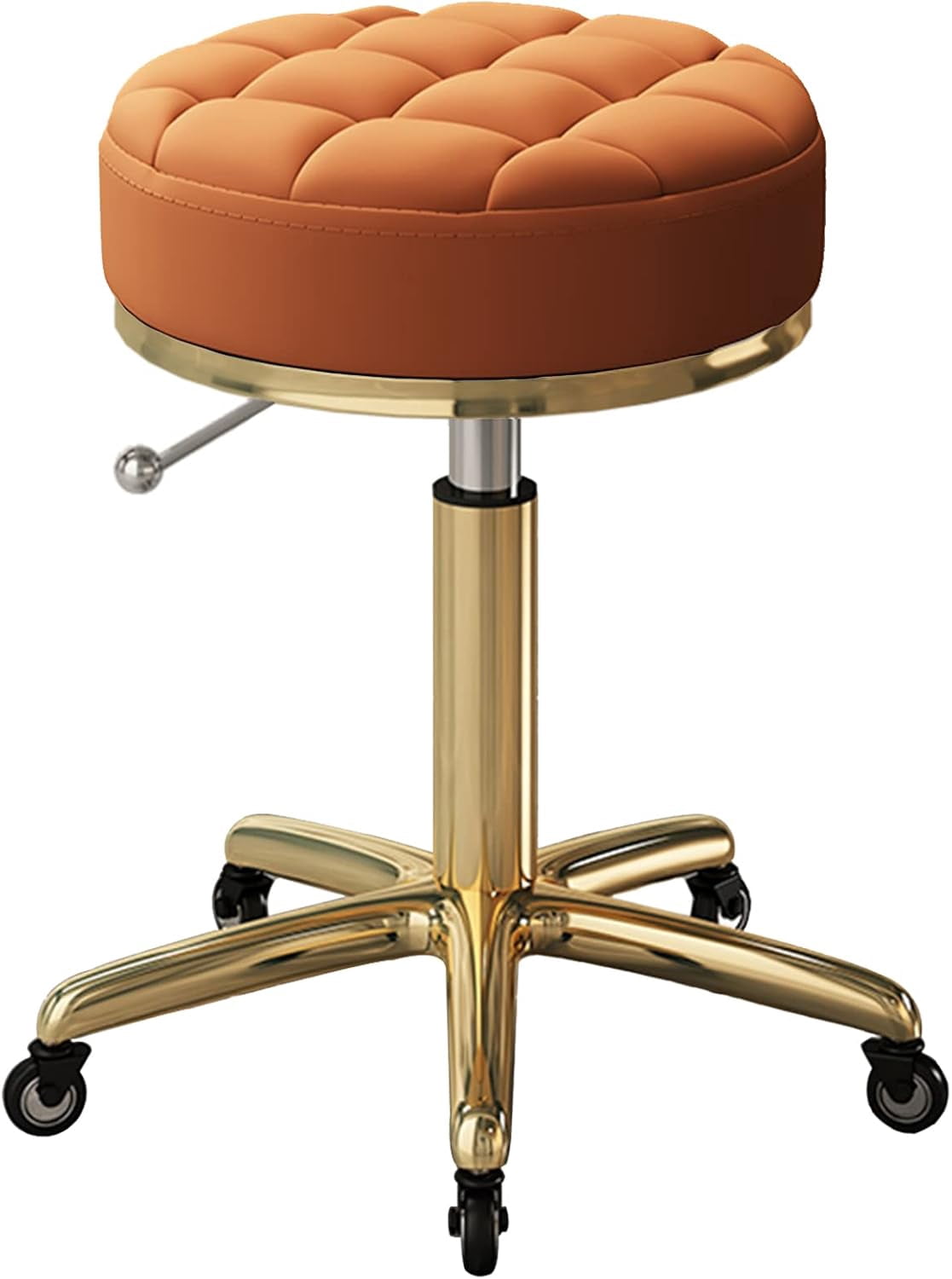 Adjustable Rolling Bar Stool Round Swivel Chair with Wheels, Metal ...