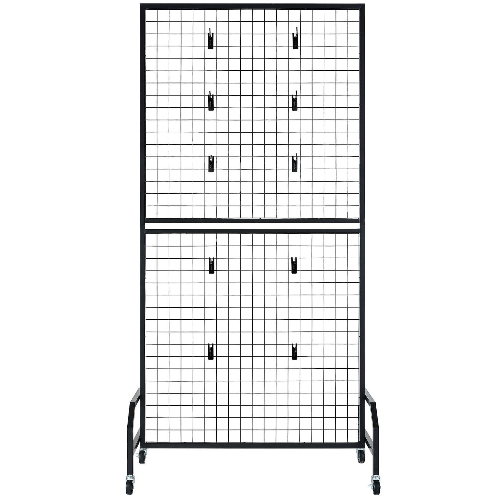 Adjustable Rolling Grid Wall, 2-Pack Large Format Wire Display Panels ...