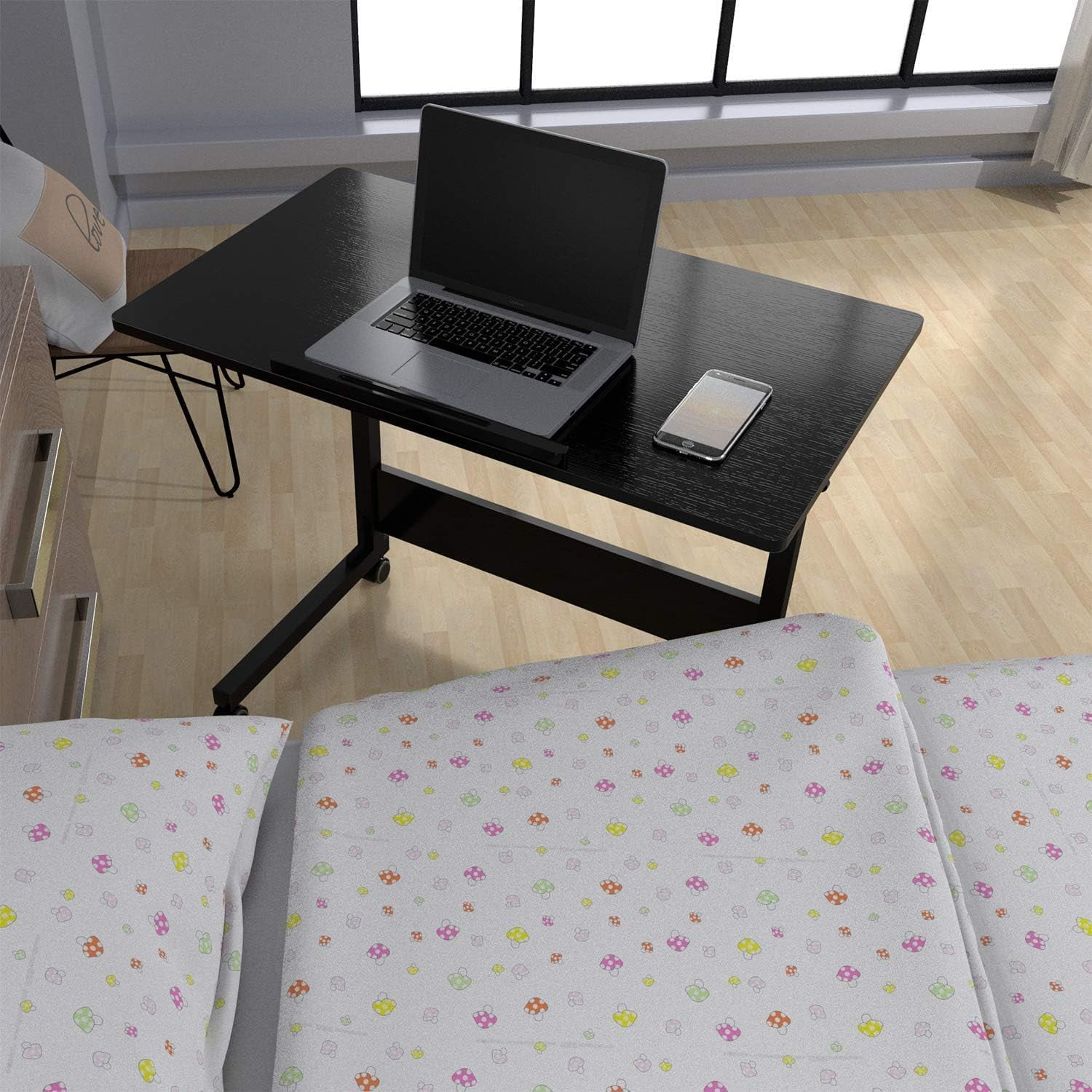Adjustable Rolling Overbed Bedside Table, Laptop Table, Hospital ...