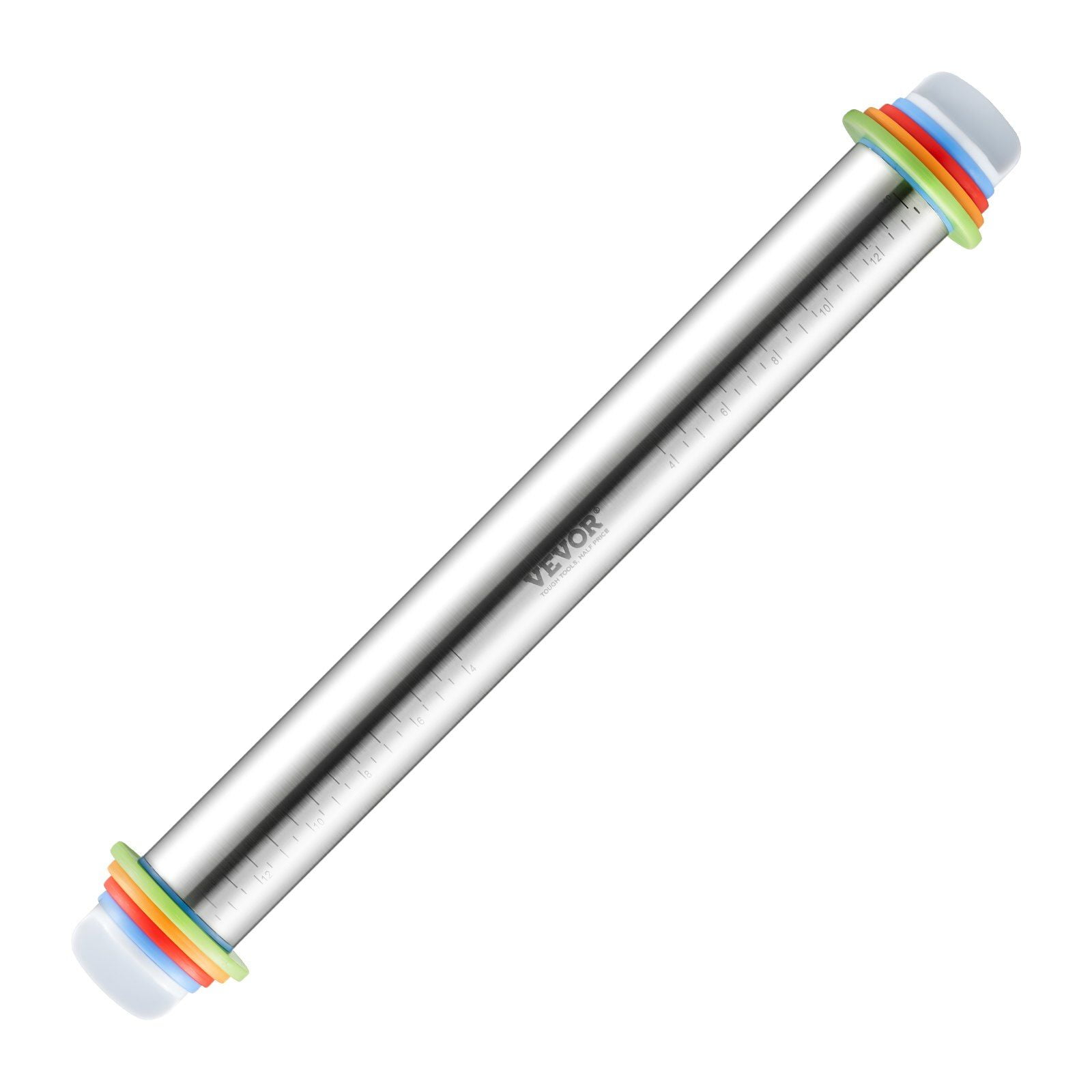 Adjustable Rolling Pin with 5 Thickness Rings - Stainless Steel Dough ...