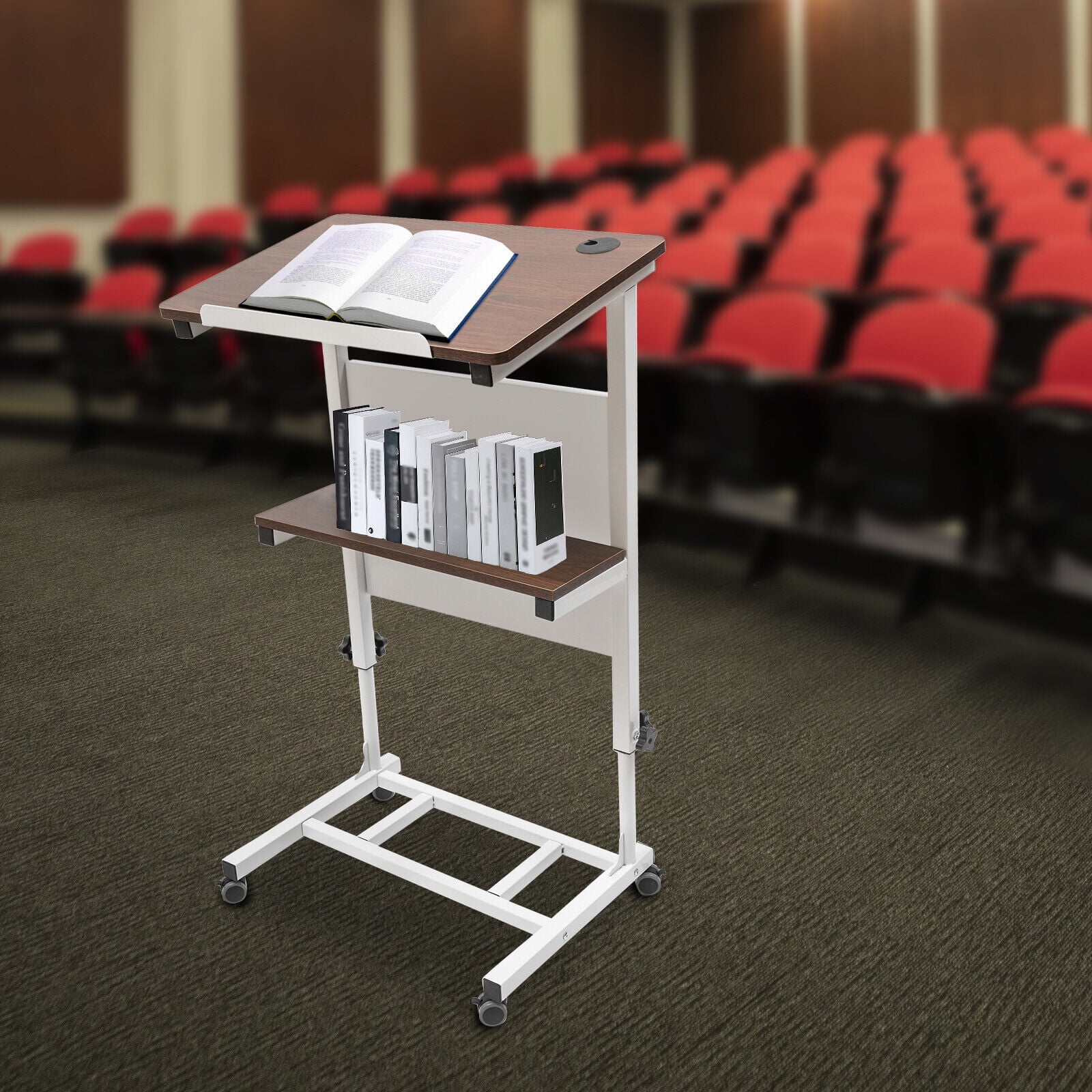 Adjustable Rolling Podium Mobile Standing Laptop Desk Presentation ...