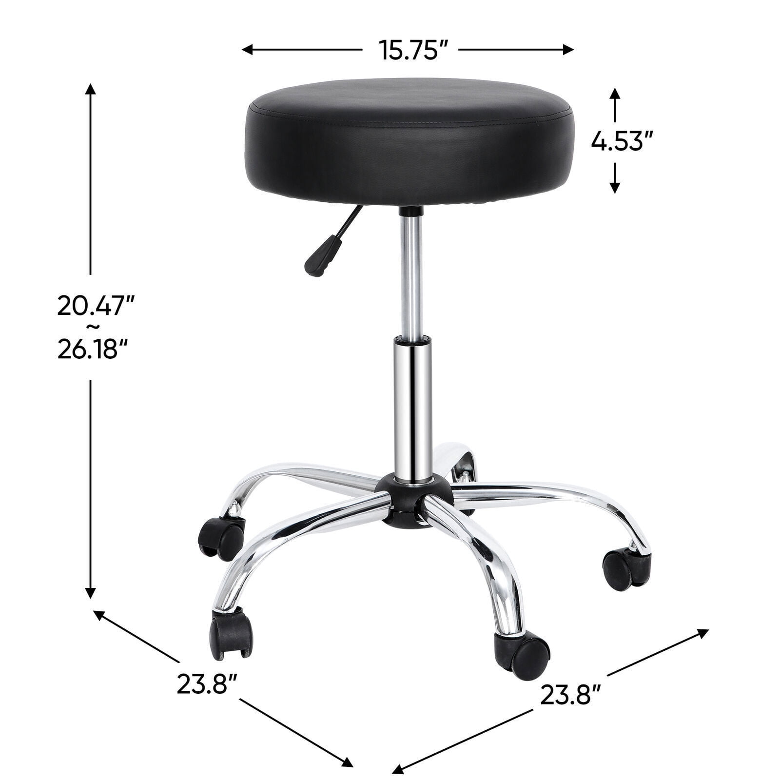 Adjustable Rolling Stool Wheels for Office Desk Home Kitchen Spa Stool ...