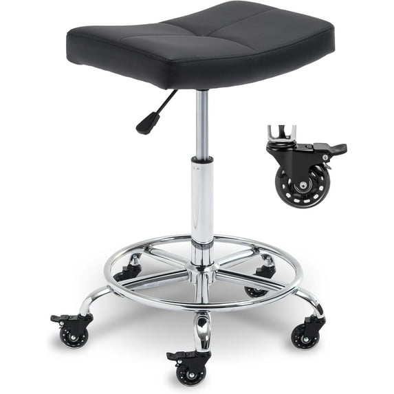 Adjustable Rolling Stools with Locking Wheels, Wide Heavy Duty Rolling ...