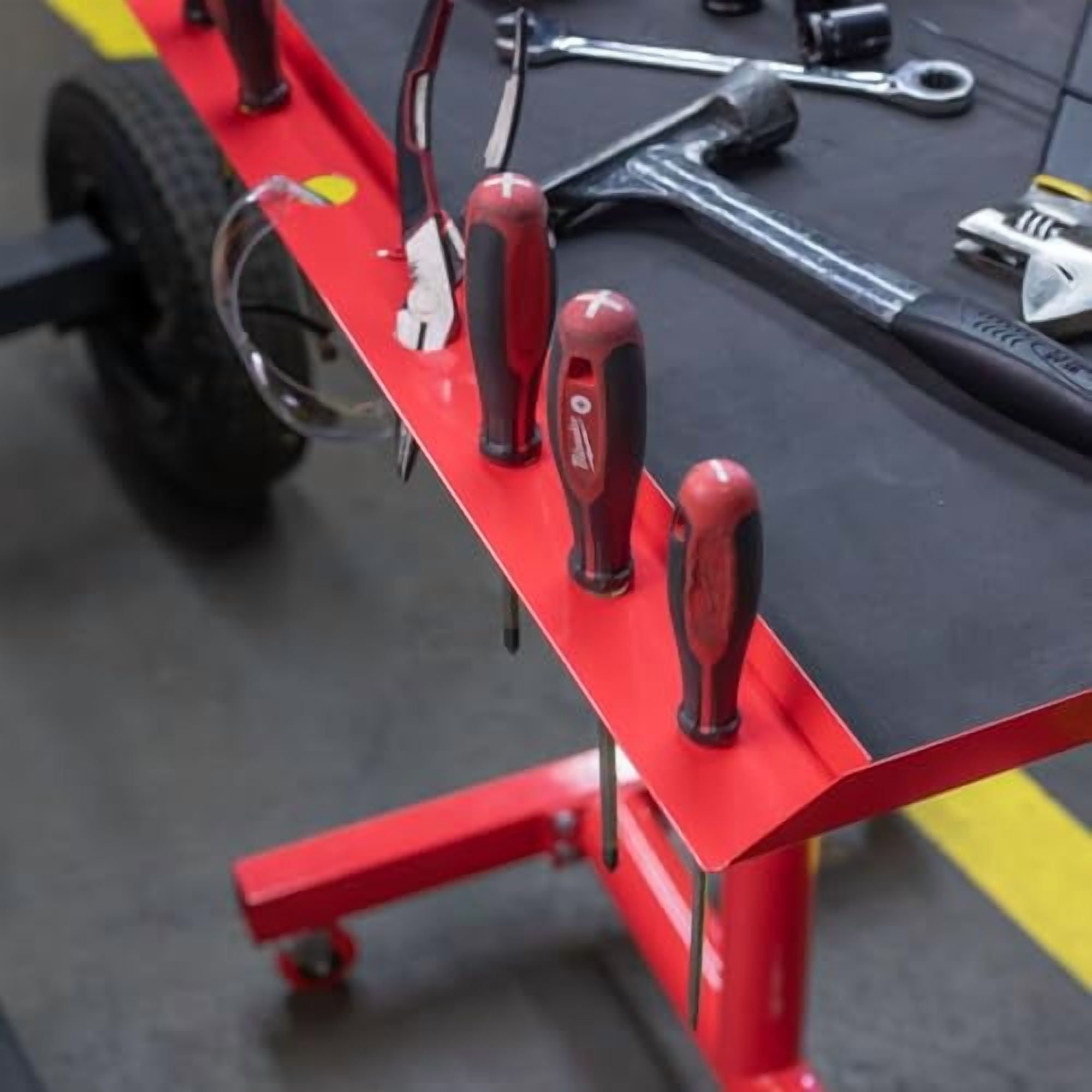 Adjustable Rolling Workshop Table, 200 LB Capacity, Red Finish, Mobile ...