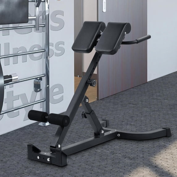 Adjustable Roman Chair Hyperextension Weight Bench, Foldable - Black ...