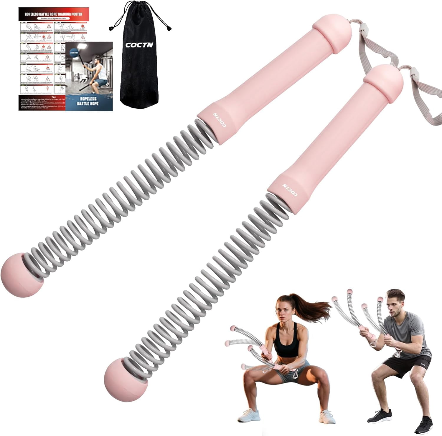 Adjustable Ropeless Battle Ropes, Heavy Duty Portable Cordless Battle ...