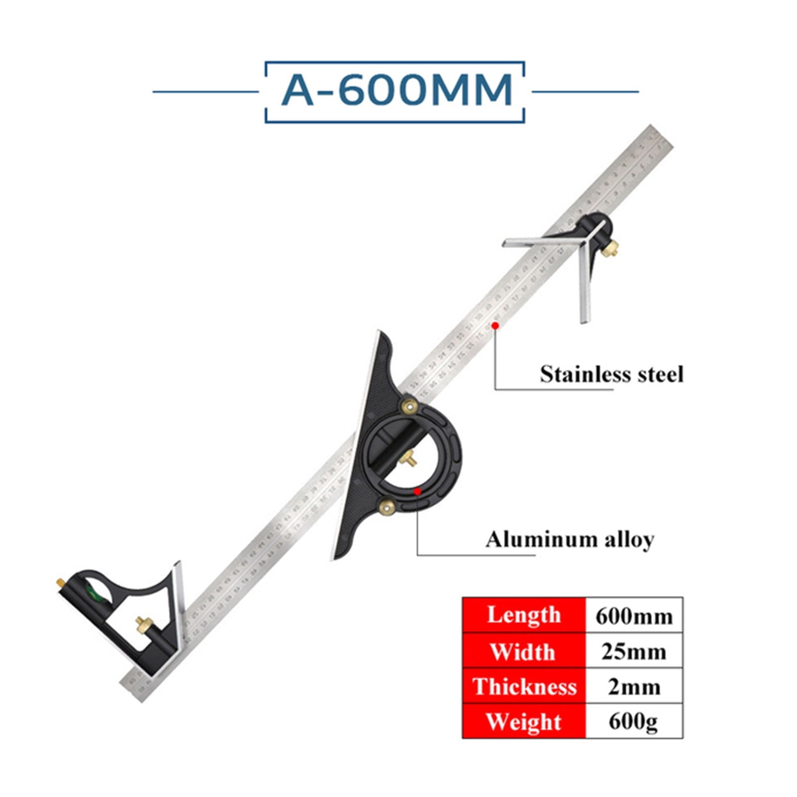 Adjustable Ruler Multi Combination 300mm/600mm Square Angle Ruler ...