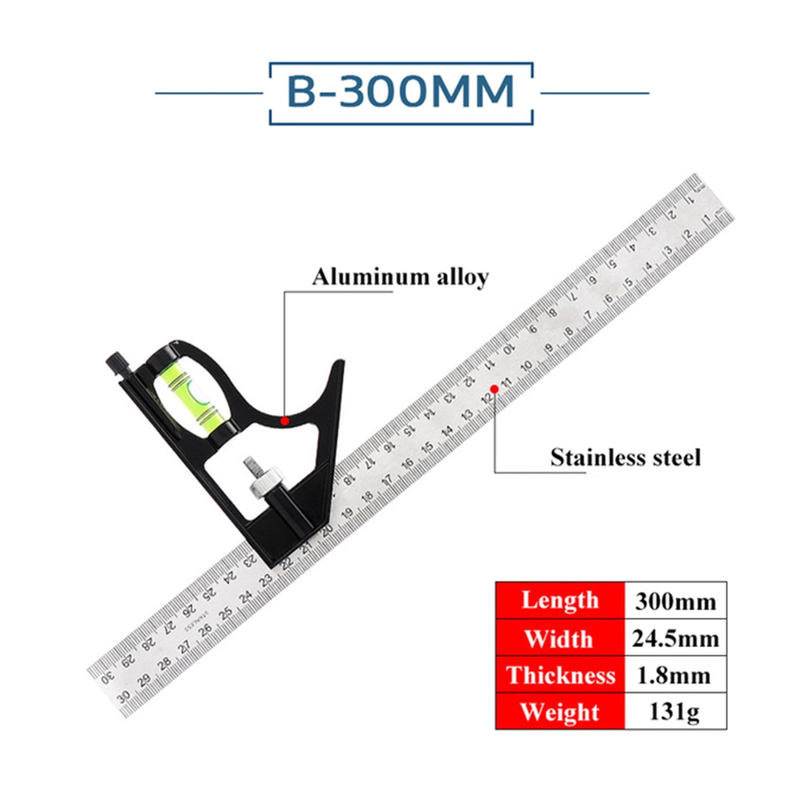 Adjustable Ruler Multi Combination 300mm/600mm Square Angle Ruler ...
