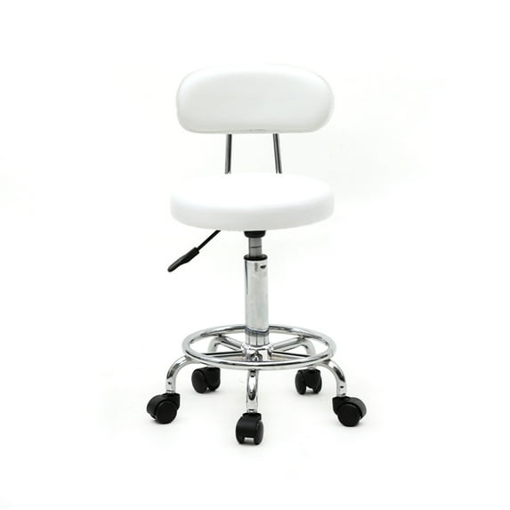 Adjustable Salon Stool with Backrest, PU Leather Sponge Iron Plating ...