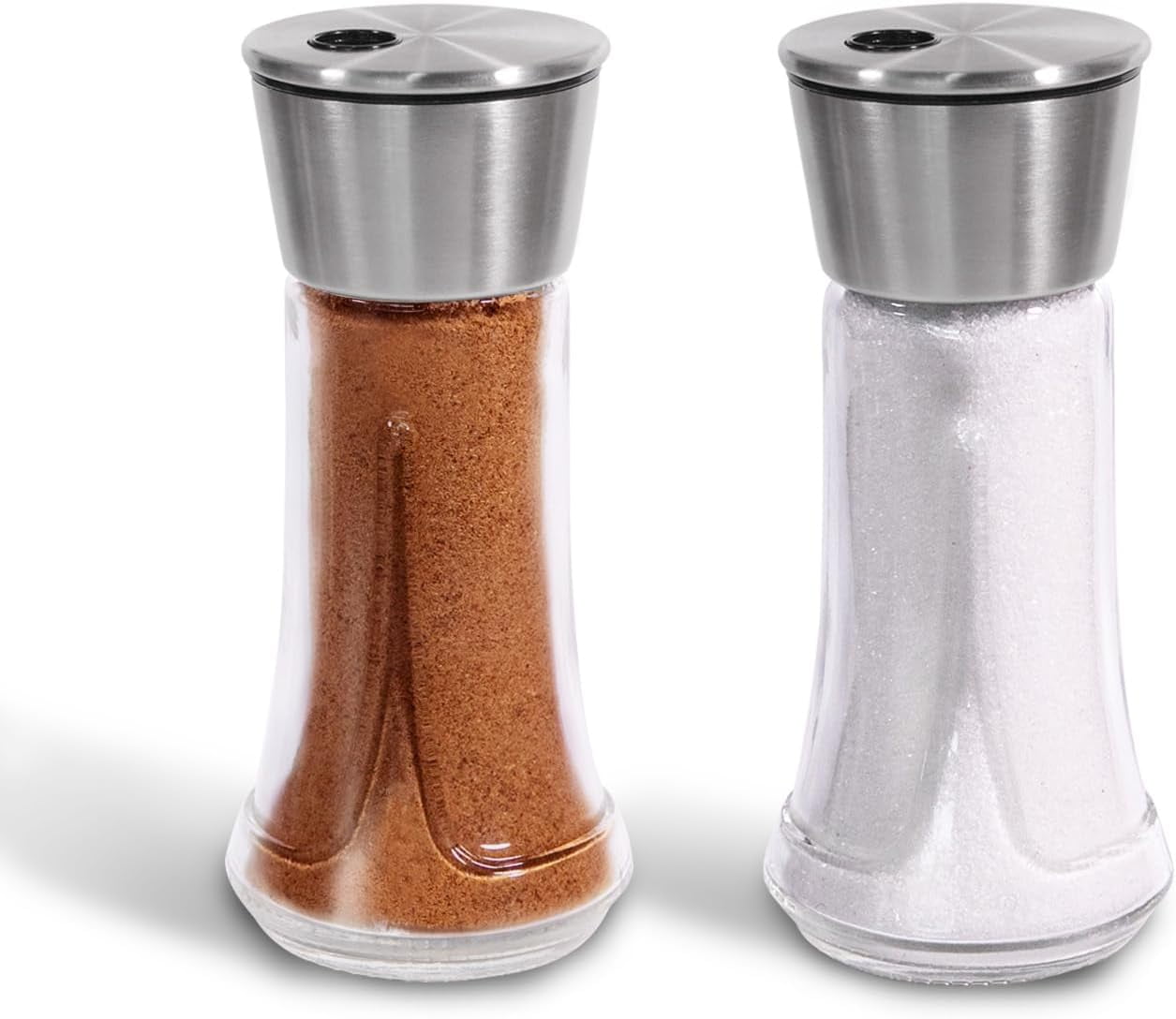 Adjustable Salt Pepper Shakers Glass - 4 OZ Spice Dispenser with ...