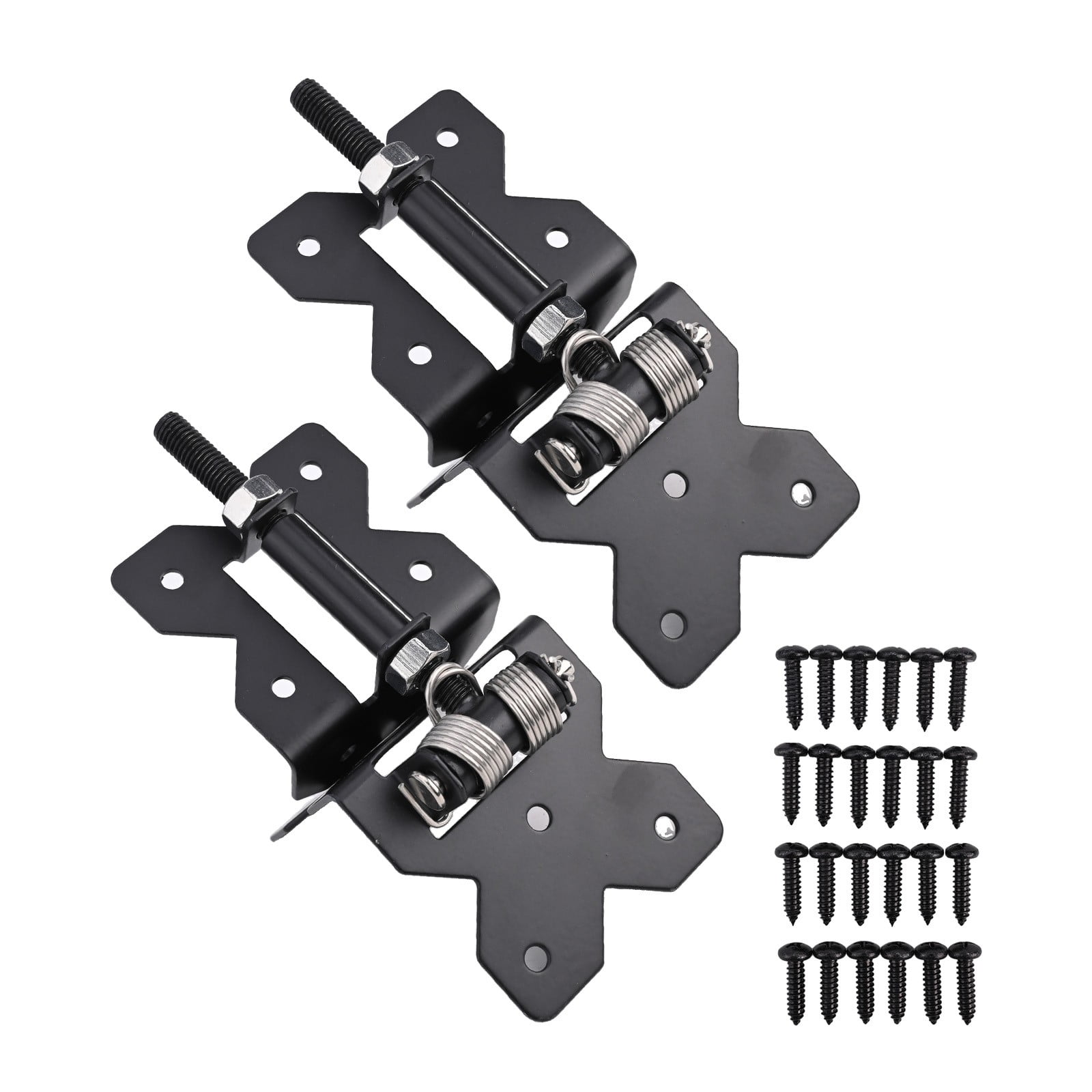 Adjustable Self Closing Gate Hinges Heavy Duty 90 Degree Black Steel ...