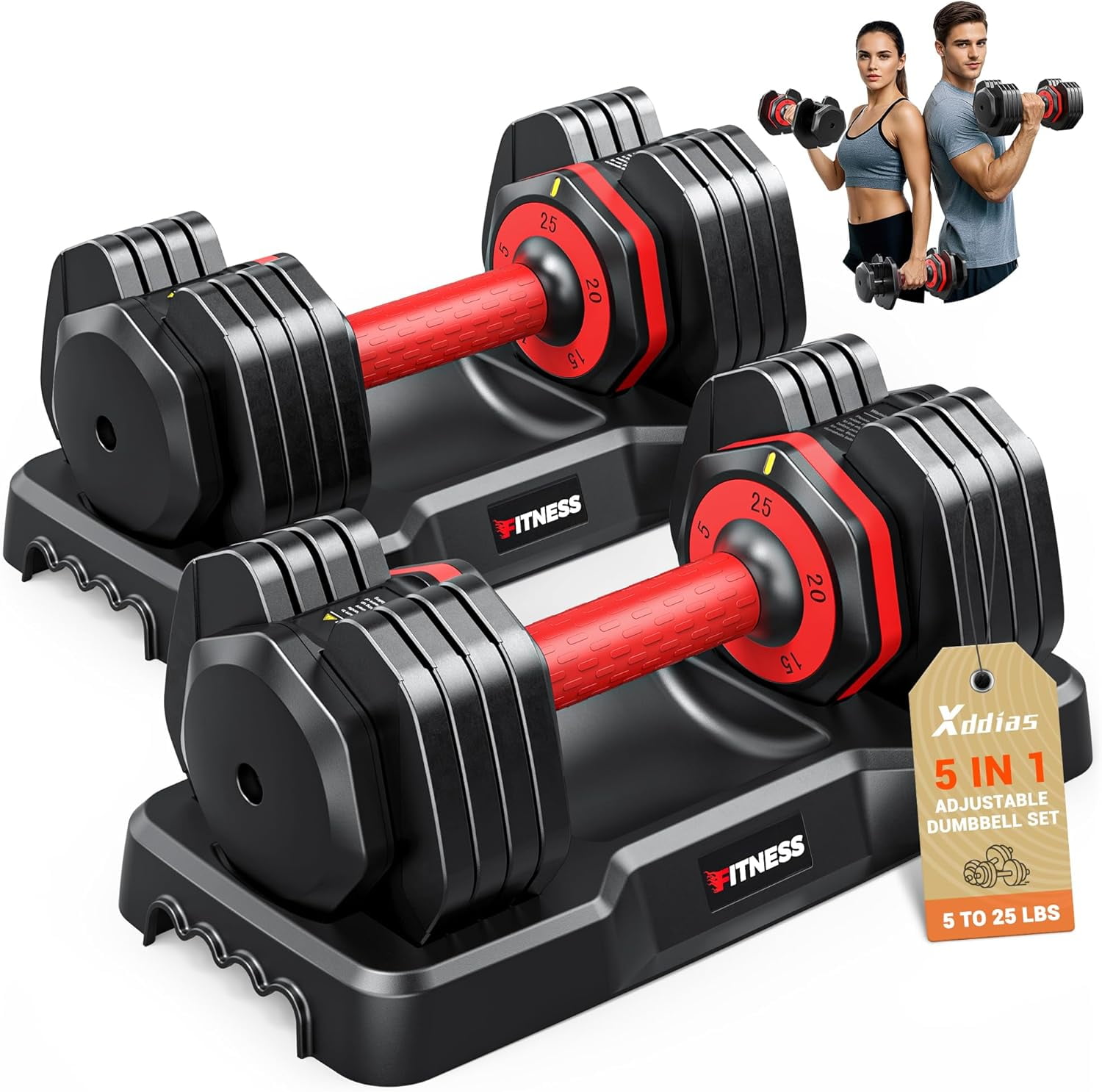 Adjustable Set of 2-25LB/55LB Set-1Sec Adjustable Weights-5 in 1 Free ...