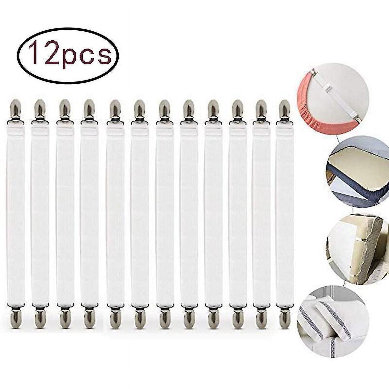 Adjustable Sheet Stretcher, 12 Pieces Elastic Sheet Stretcher, White ...