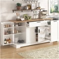 Adjustable Shelf Storage Sideboard, White Kitchen Cabinet with ...