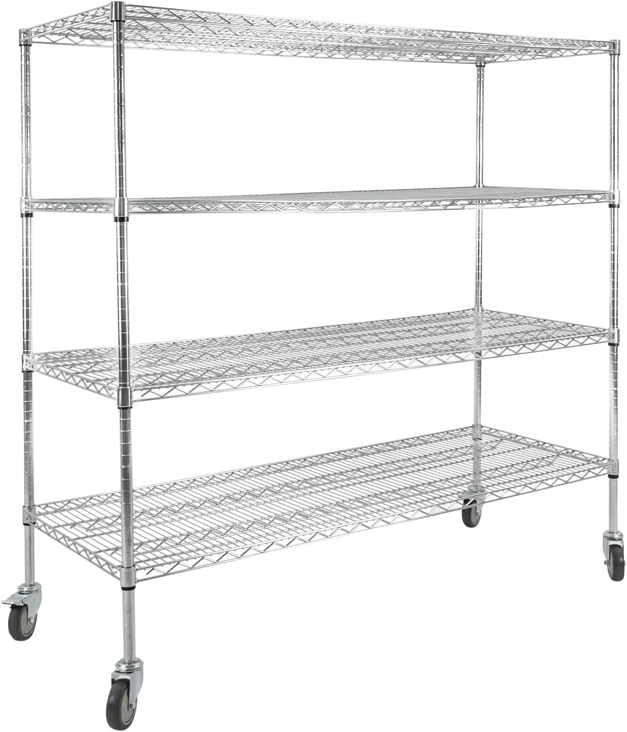 Adjustable Shelving with Wheels, 1760Lbs Heavy Duty 4-Tier Shelving ...