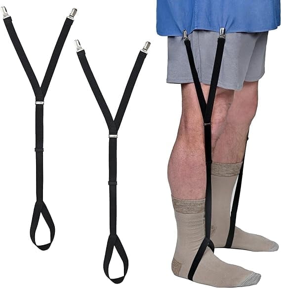 Adjustable Shirt Stays 1 Pair with Foot Loops Elastic Black Shirt ...