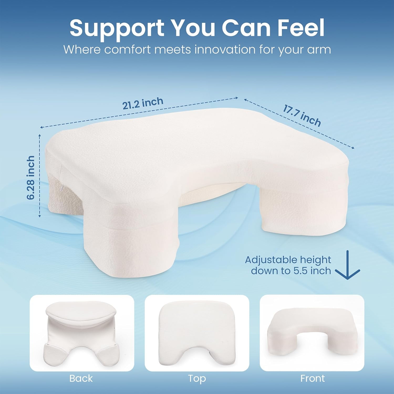 Adjustable Side Sleeper Pillow with Arm Hole – Cooling Memory Foam ...