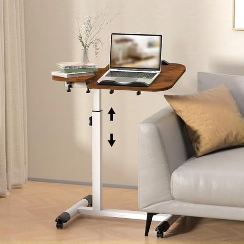 Adjustable Side Table, Large Overbed Table with Wheels, CTable ...