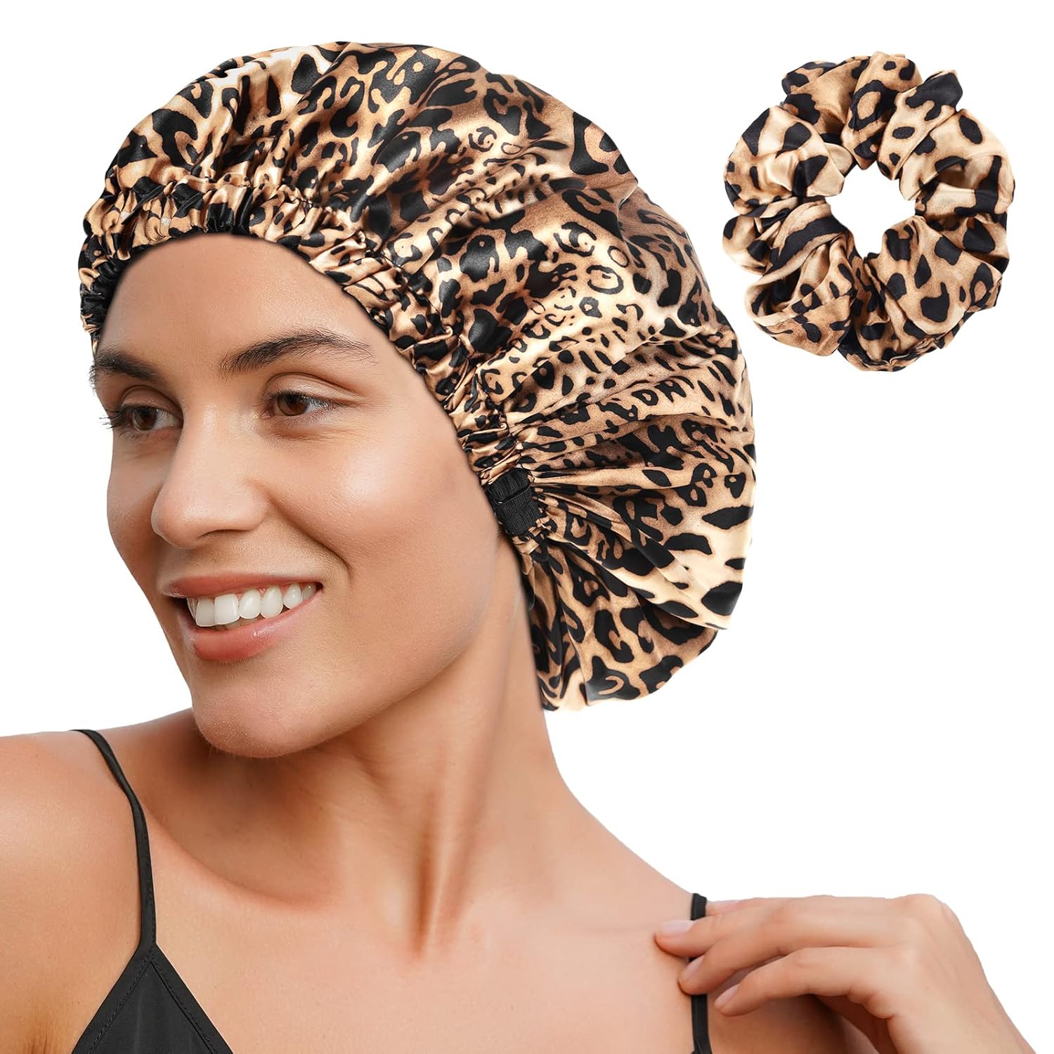 Adjustable Silk Bonnet Double Layer Satin Bonnet Hair Bonnet for ...