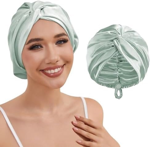 Adjustable Silk Satin Hair Bonnet for Sleeping Women Hair Wrap, Double ...