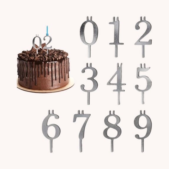 Adjustable Silver Number Candle Holders Set Reusable Metal Cake Toppers ...