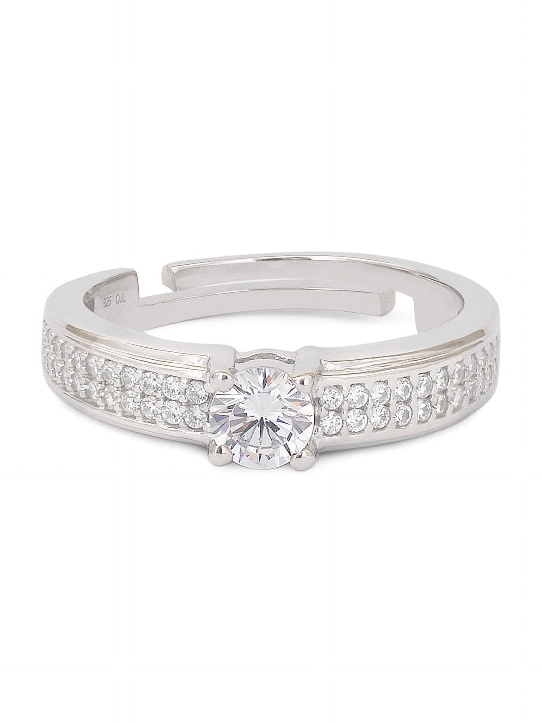 Adjustable Silver Ring Anniversary Gift Ring Moissanite Engagement Ring ...