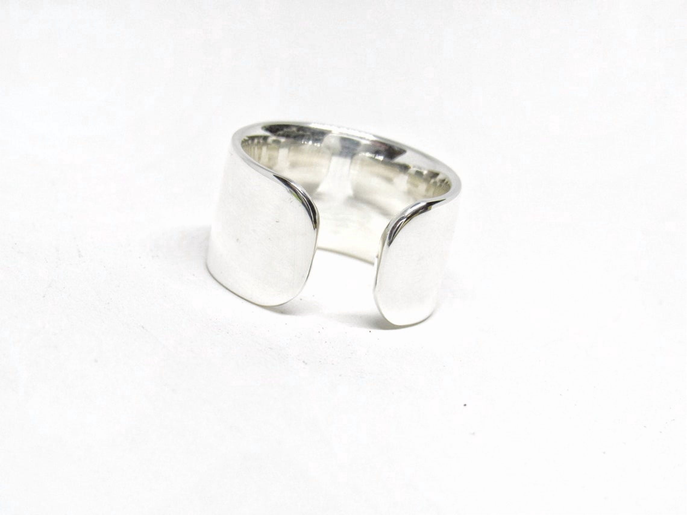 Adjustable Silver Ring - Sterling Silver Wide Band Personalized Hand ...
