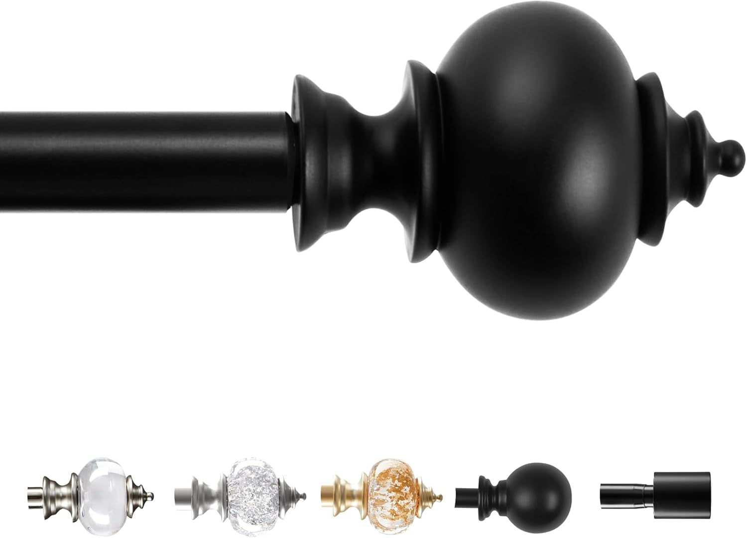 Adjustable Single Curtain Rods (48 to 84 Inch, Black) with Print Wave ...
