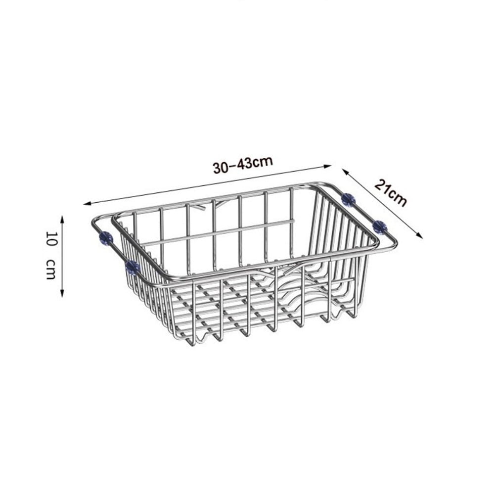 Adjustable Sink Dish Drain Rack Drainer Holder with Rubber Feet for ...