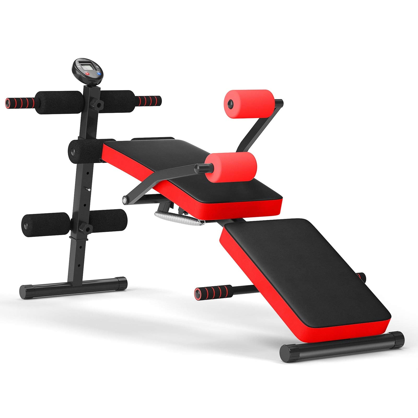 Adjustable Sit Up Bench for Home Gym, Folding Weight Bench with LCD ...