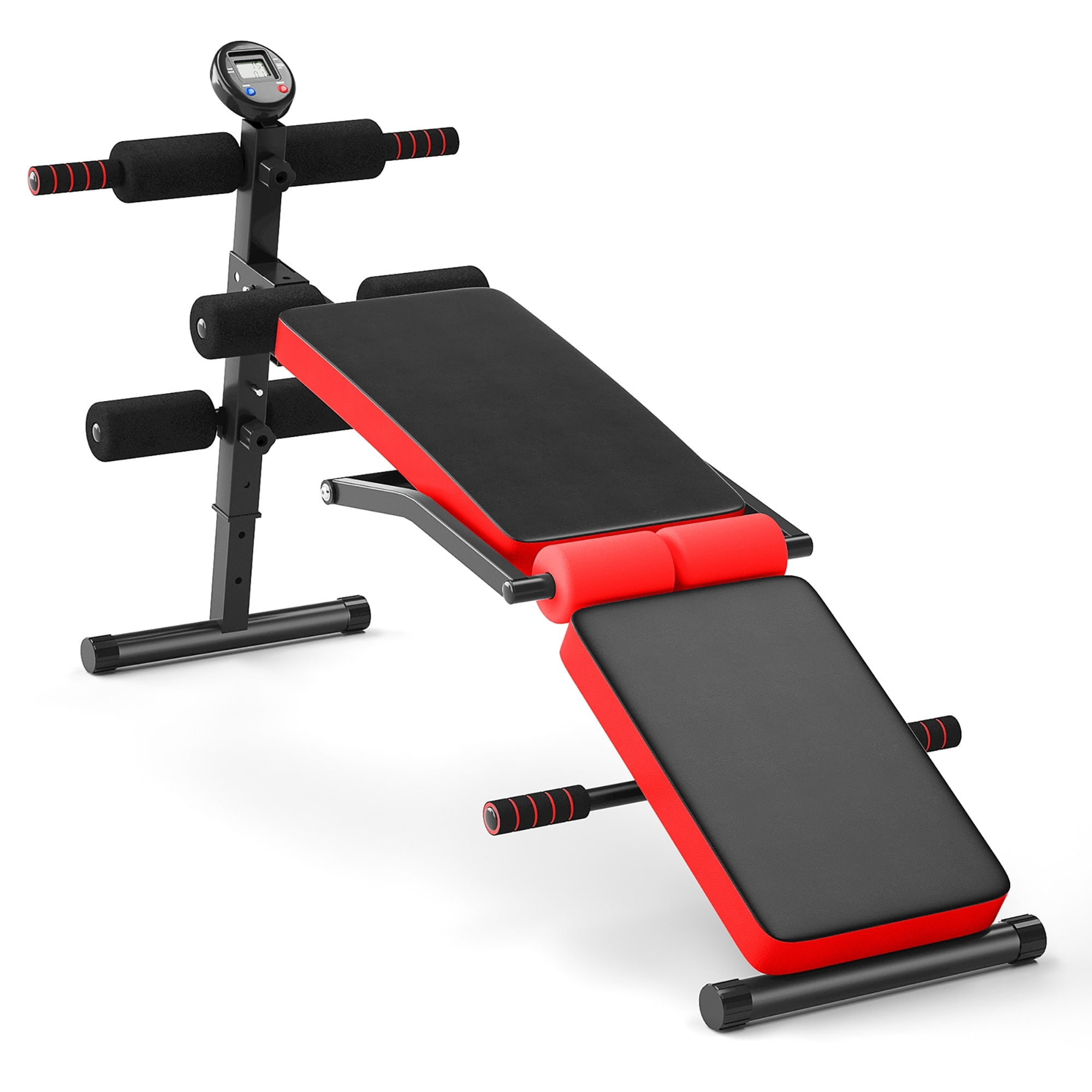 Adjustable Sit up Bench Foldable Weight Bench with Monitor Red ...
