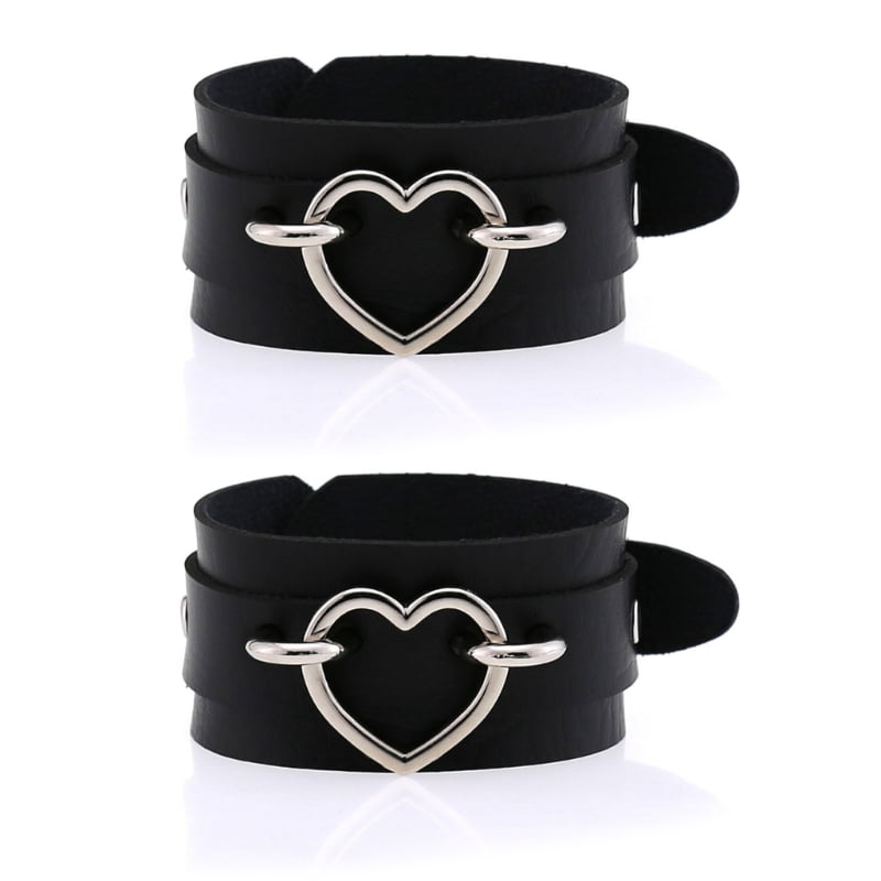 Adjustable Size Black PU Bracelet Goth Bracelet for Fashion Enthusiasts ...